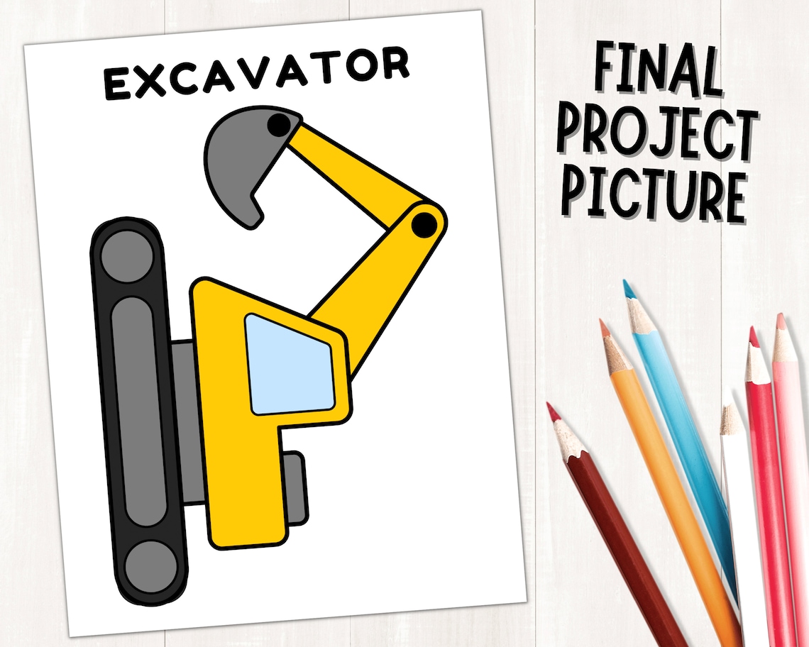 Excavator Craft for Kids | Printable Template | Construction Vehicle ...