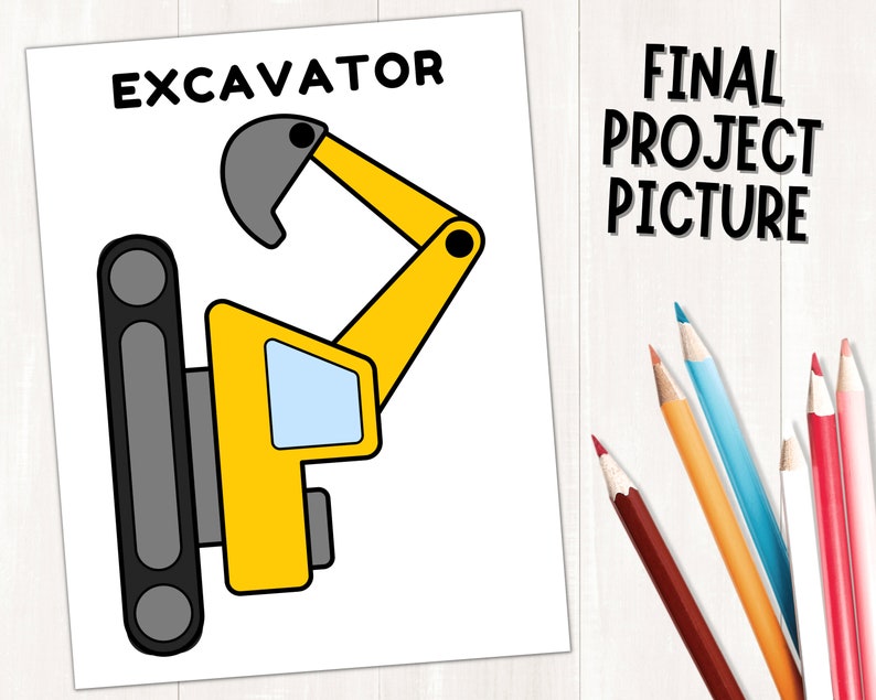Excavator Craft for Kids | Printable Template | Construction Vehicle ...