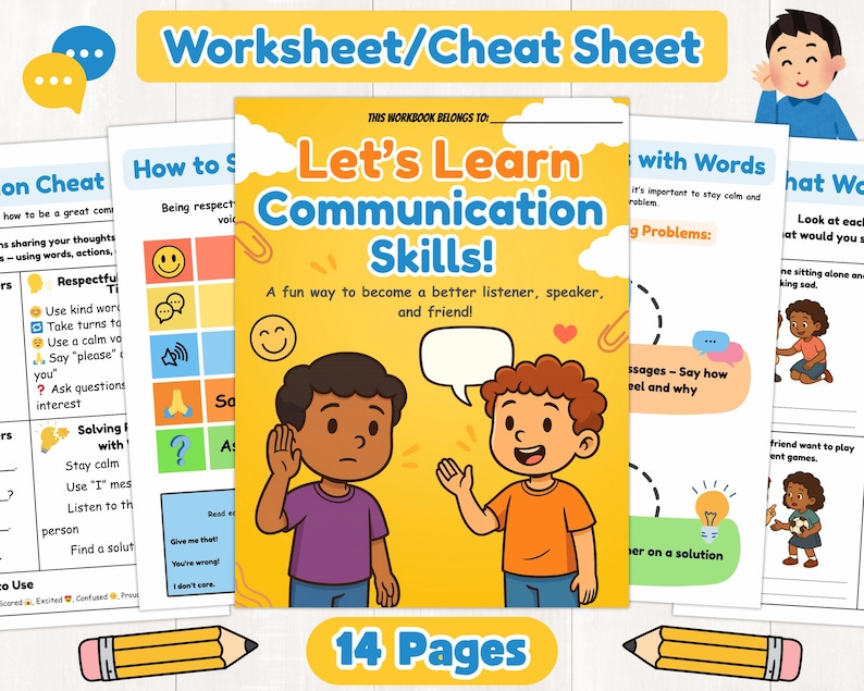 Communication Skills Worksheets for Kids | Cheat Sheet | 12-page SEL ...