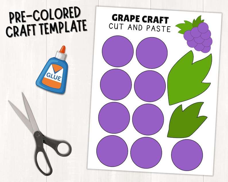 Printable Grape Craft Template | Letter G Craft | Summer Fruit Craft ...
