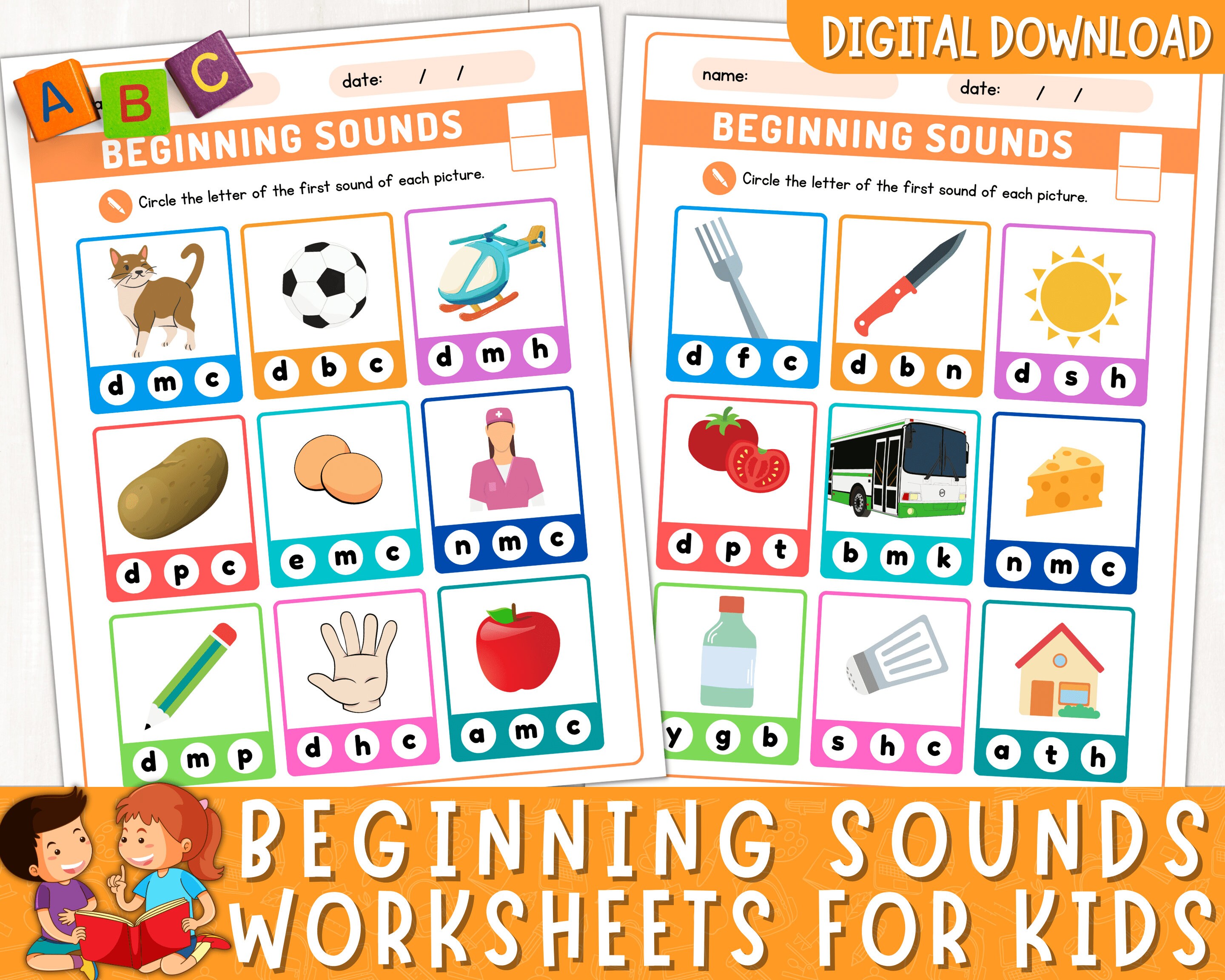 Printable Beginning Sound Worksheets | Kindergarten Phonics Worksheets ...