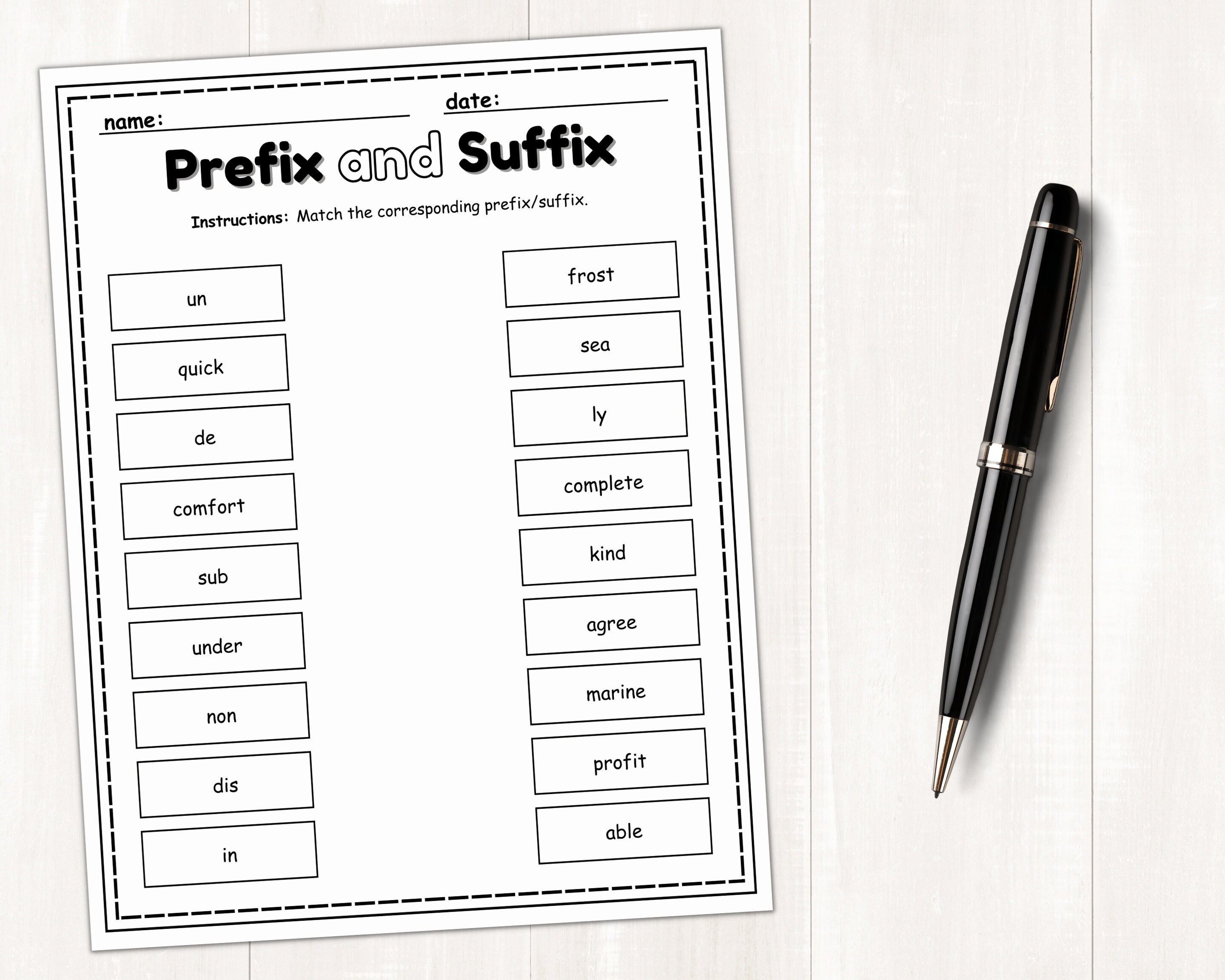 Hojas De Trabajo Sobre Sufijos Y Raíces De Palabras Tarjetas Sufijos