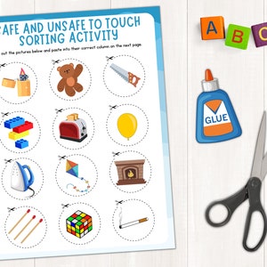 Safe and Unsafe to Touch Sorting Activity | Cut and Paste | Safe and ...