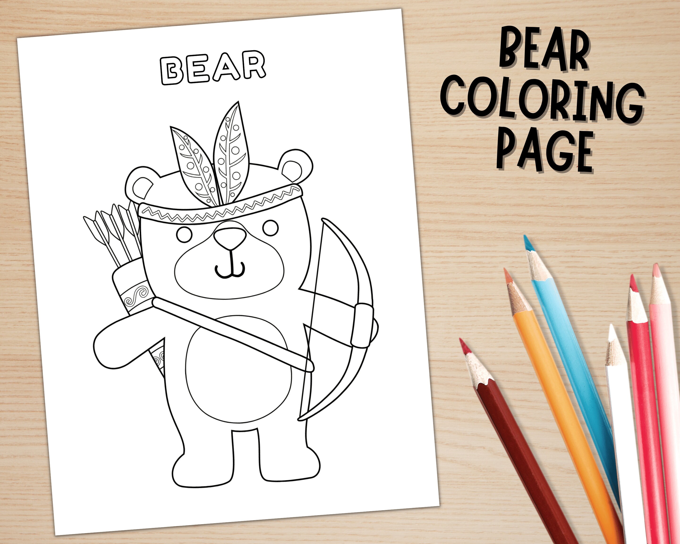 Printable Native American Craft | Bear Craft Template | Native American ...