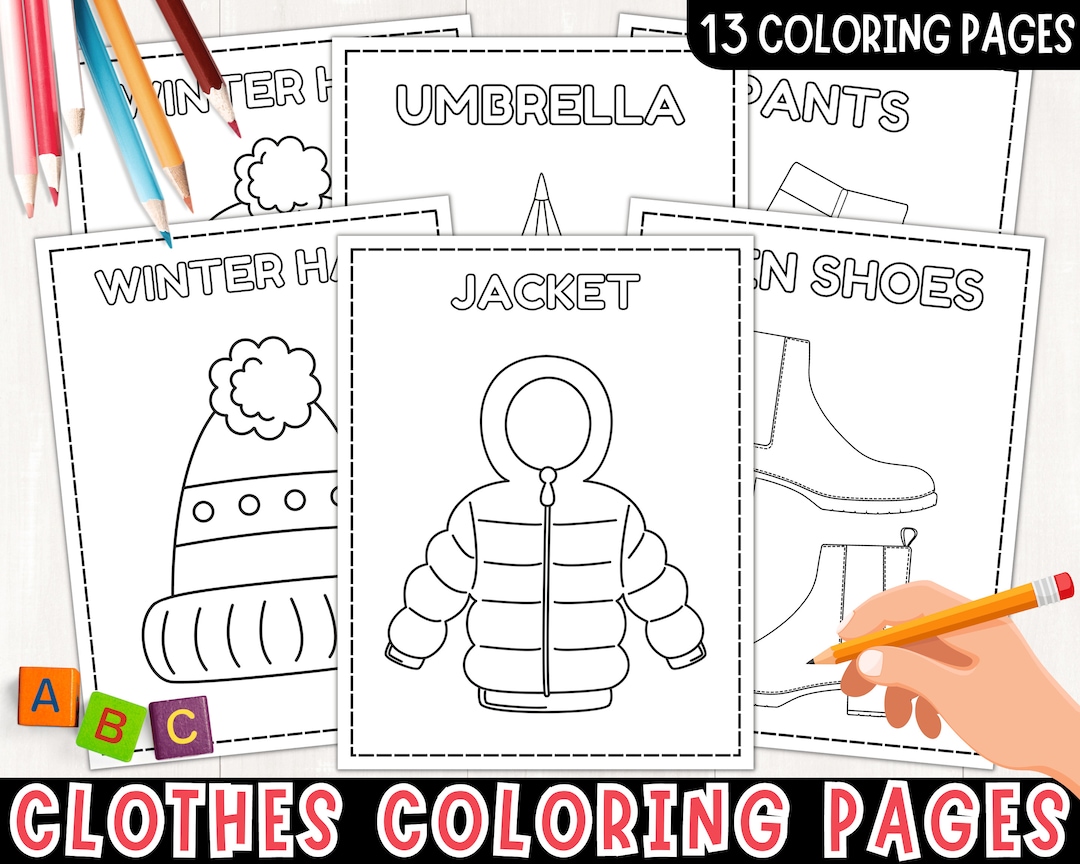 Winter Wear Coloring Pages | Clothes Coloring Sheets | Winter Activity ...