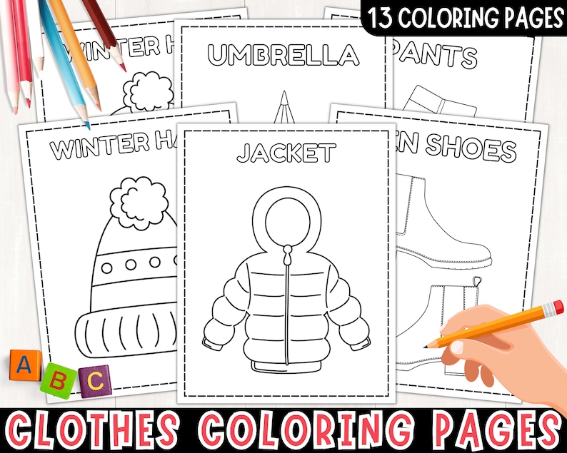 Winter Wear Coloring Pages | Clothes Coloring Sheets | Winter Activity ...