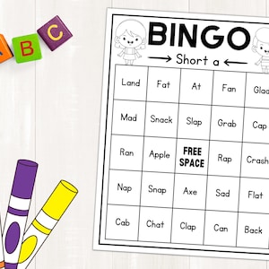 Short Vowel A Bingo Game | Phonics Bingo Game for Kids | Short A Words ...