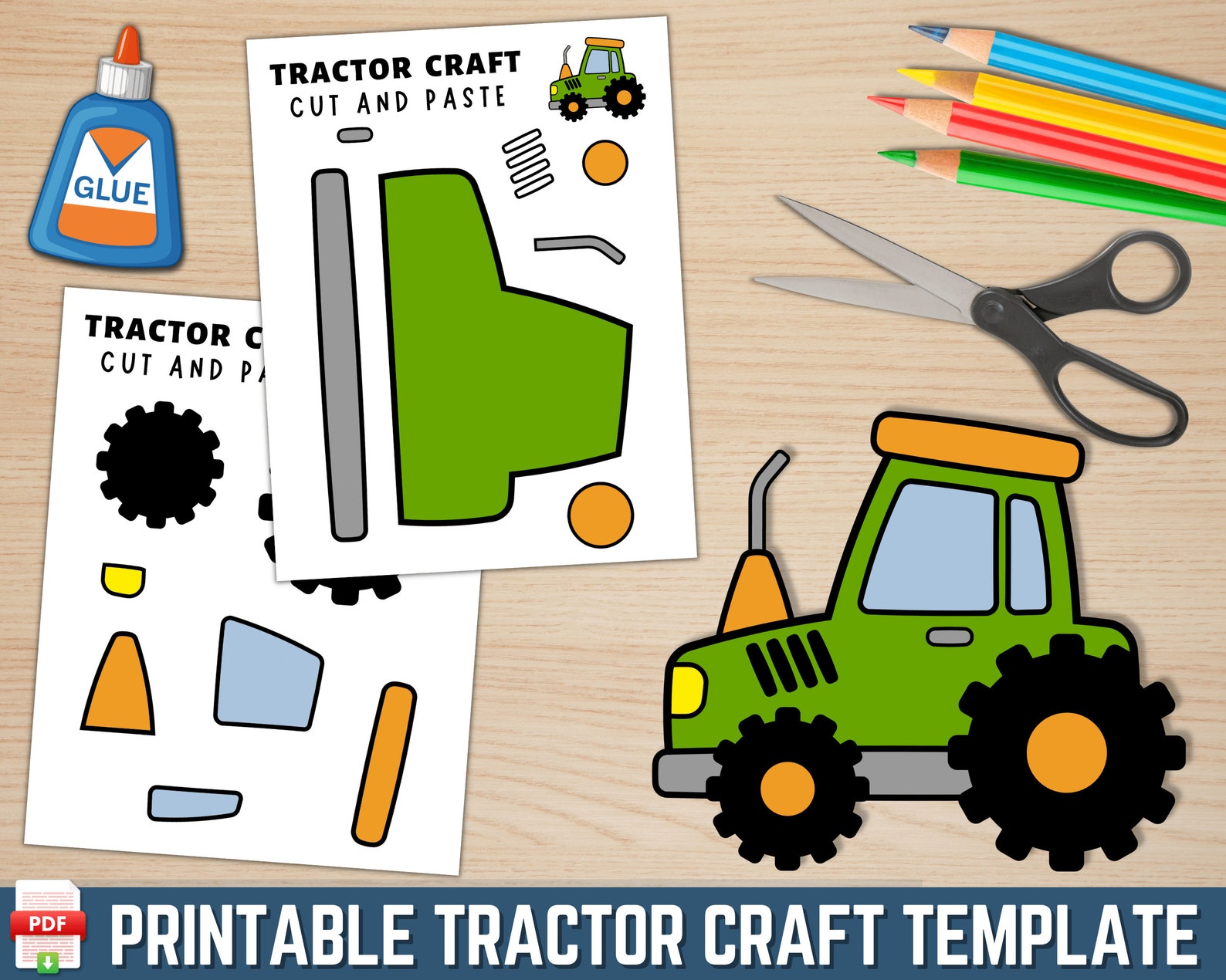 Printable Tractor Craft | Transportation Craft | Build a Tractor | Cut ...