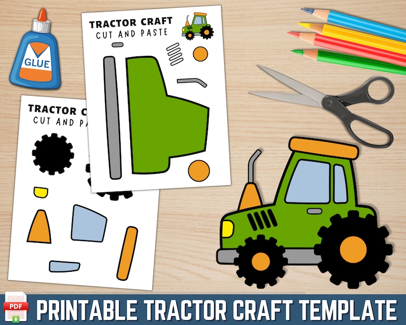 Printable Tractor Craft | Transportation Craft | Build a Tractor | Cut ...