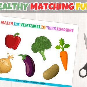 Fruit & Vegetable Shadow Matching Activity, Learn Fruits Veggies Names ...