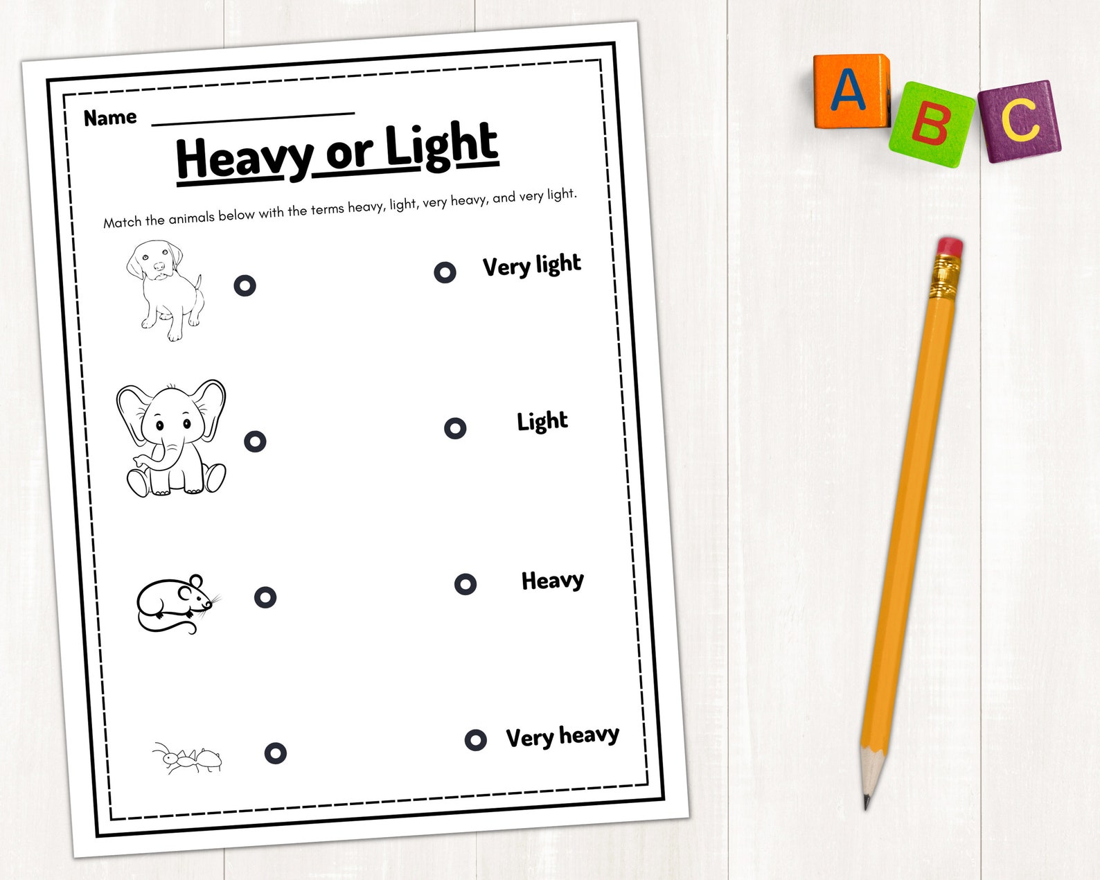 Comparing Weight Activities | Heavy and Light Sorting Cut & Paste ...