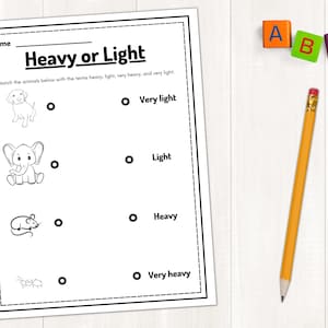 Comparing Weight Activities | Heavy and Light Sorting Cut & Paste ...