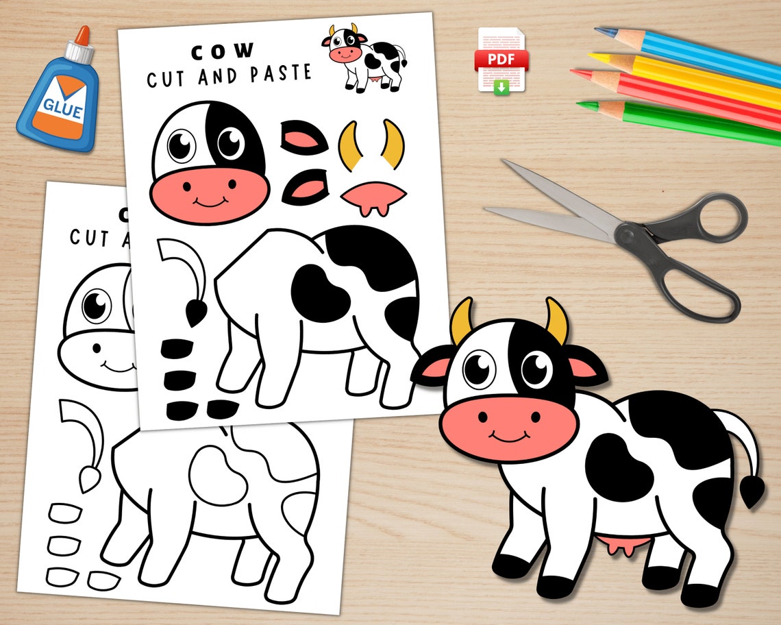 Printable Cow Craft | Farm Animal Craft | Farm Activities | Color, Cut ...