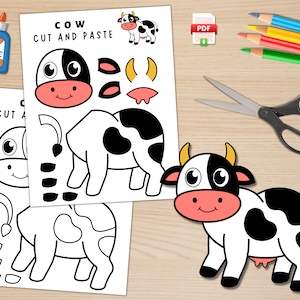 Printable Cow Craft | Farm Animal Craft | Farm Activities | Color, Cut ...