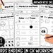 Words Ending in CK Worksheets & Activities | Tracing | Matching | Cut ...