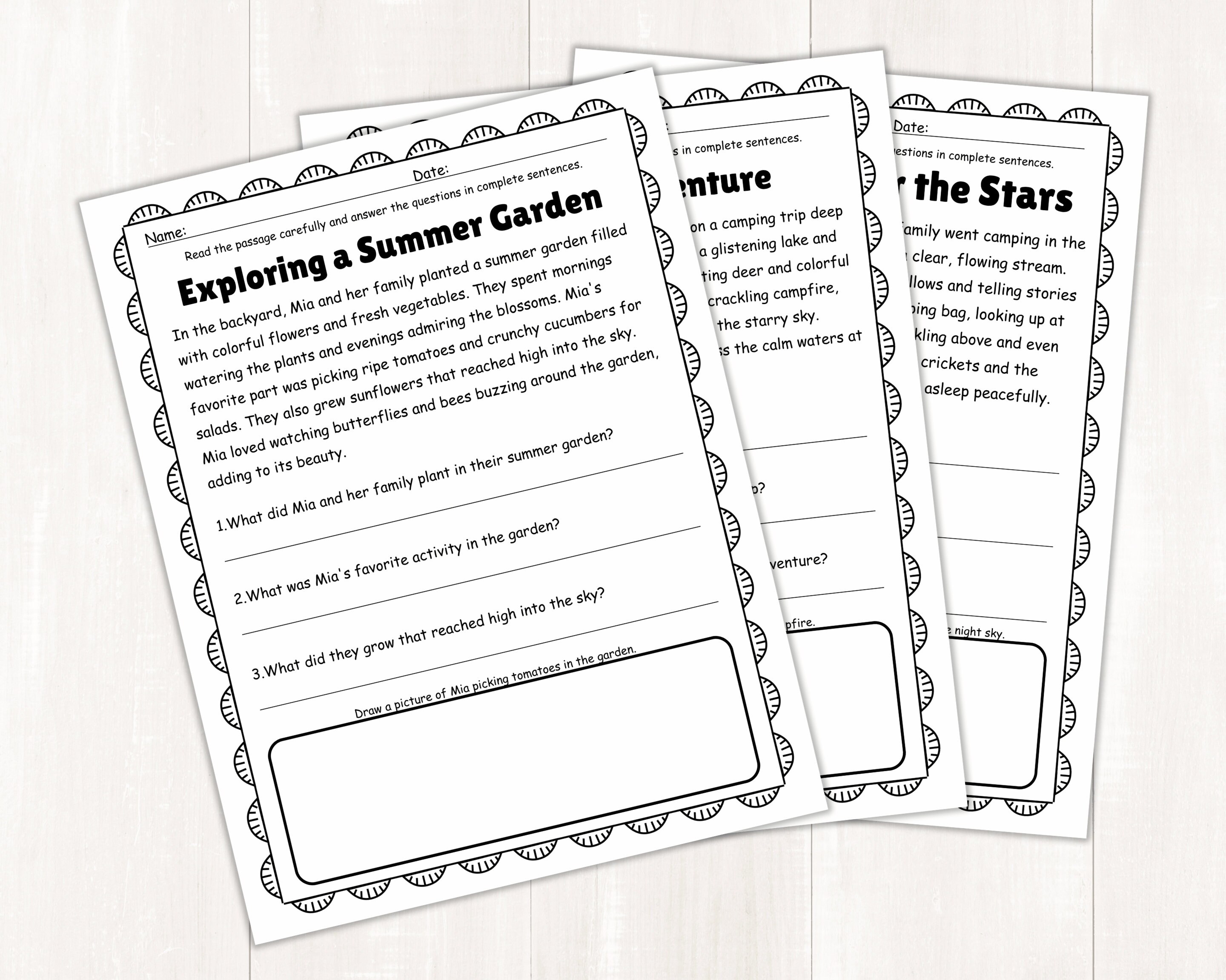 Summer Reading Comprehension Printable Worksheets | Engaging Stories ...