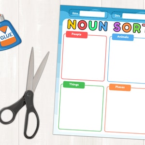 Noun Sort: People, Places, Things, or Animals | Nouns Cut and Paste ...