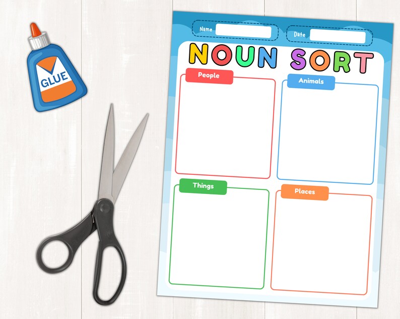 Noun Sort: People, Places, Things, or Animals | Nouns Cut and Paste ...