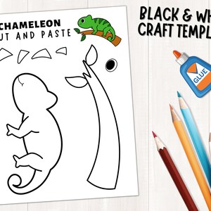 Chameleon Craft for Kids, Printable Template, Rainforest Activities ...