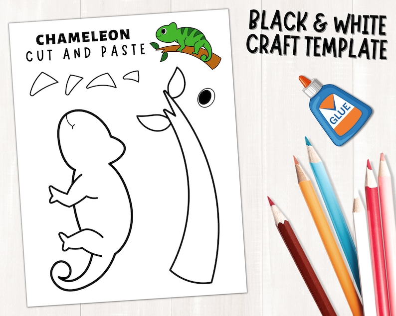 Chameleon Craft for Kids, Printable Template, Rainforest Activities ...
