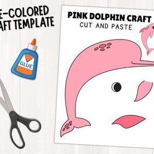 Pink Dolphin Craft Template for Kids | Ocean Animal Craft | Summer ...