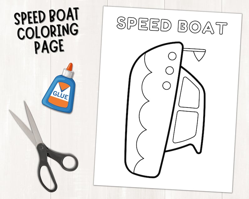 Printable Speedboat Craft Template | Transportation Craft | Color, Cut ...