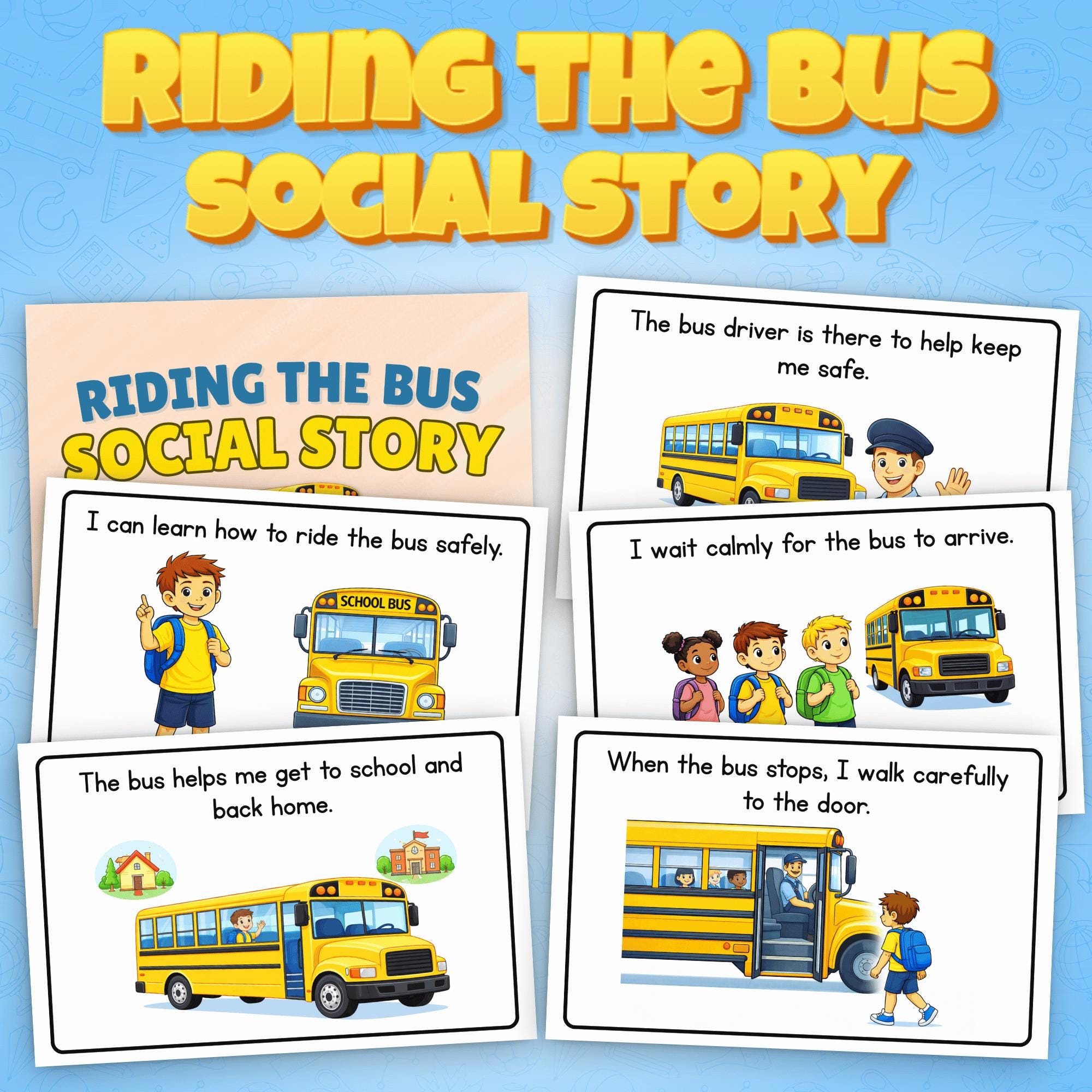 Riding the School Bus Social Story Printable, First Day Routine ...