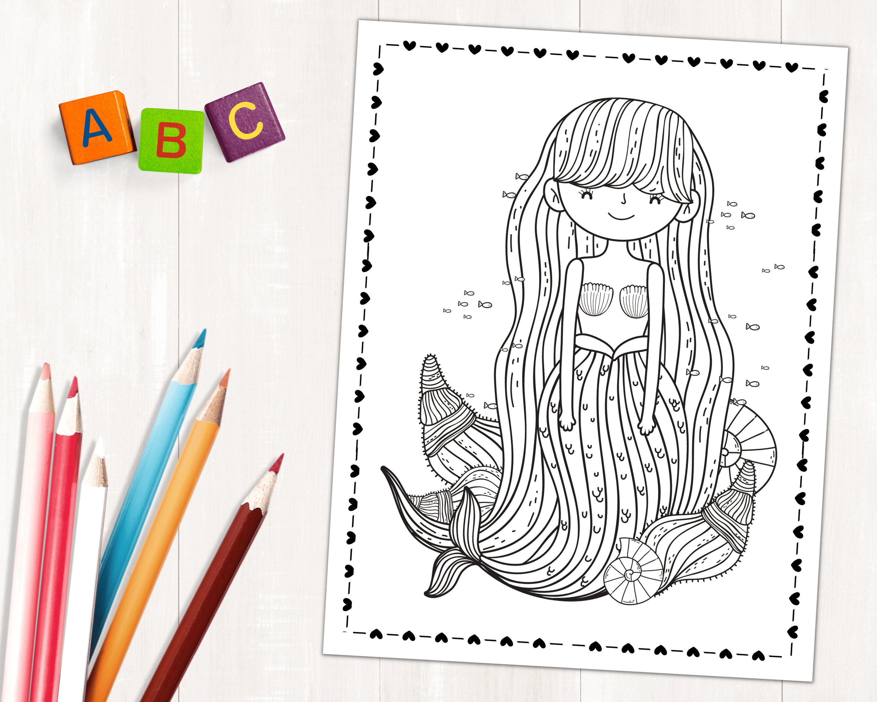 Printable Mermaids Coloring Pages for Girls Ocean Coloring Sheets ...