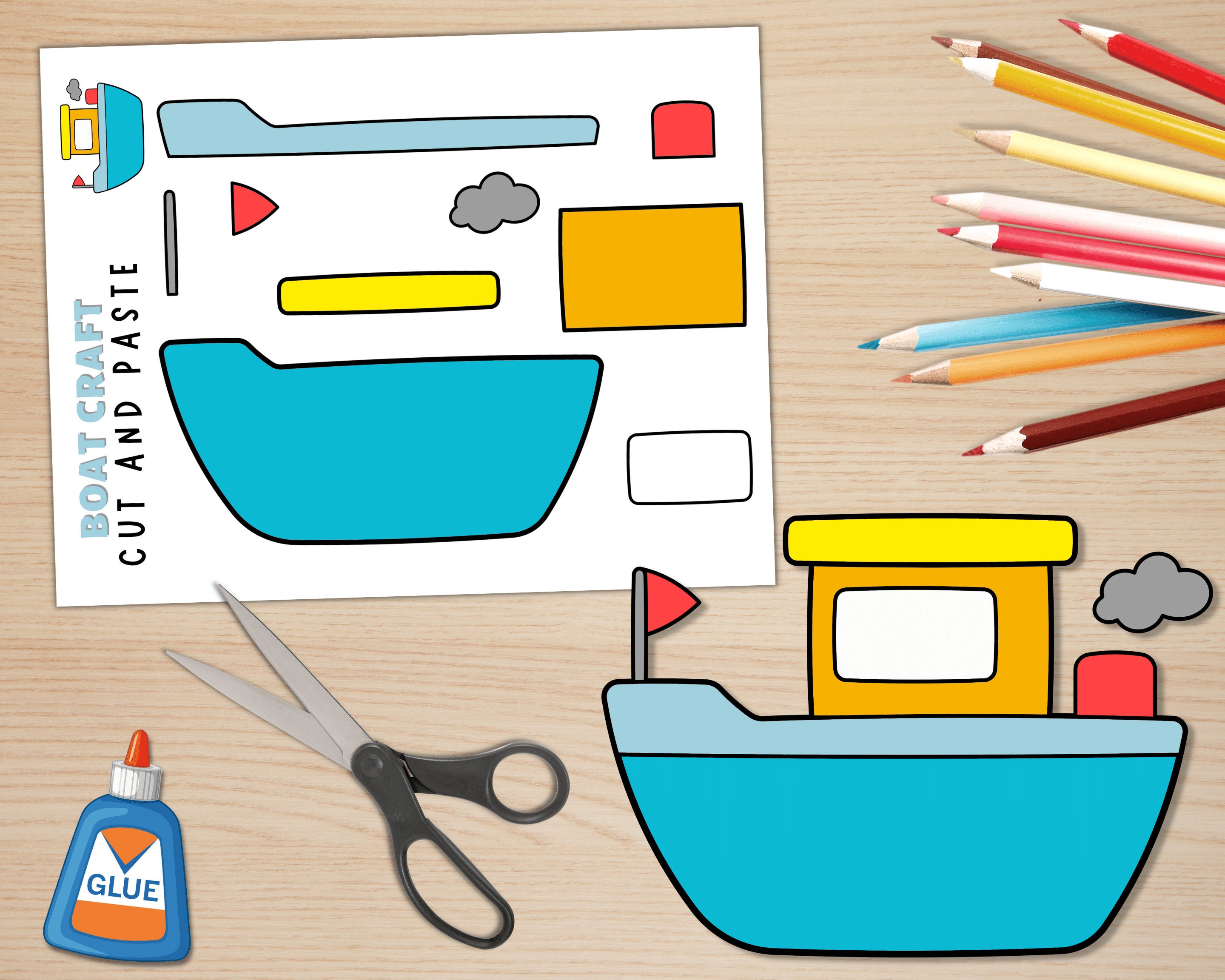 Boat Craft Template, Transportation Activities, Boat Cut & Paste Craft ...