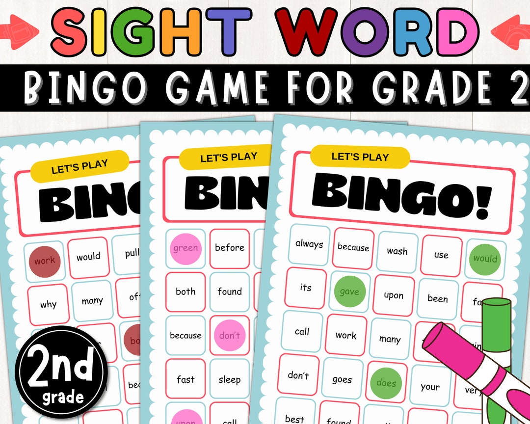 Sight Words Bingo Game for 2nd Grade | High-frequency Words for 2nd ...