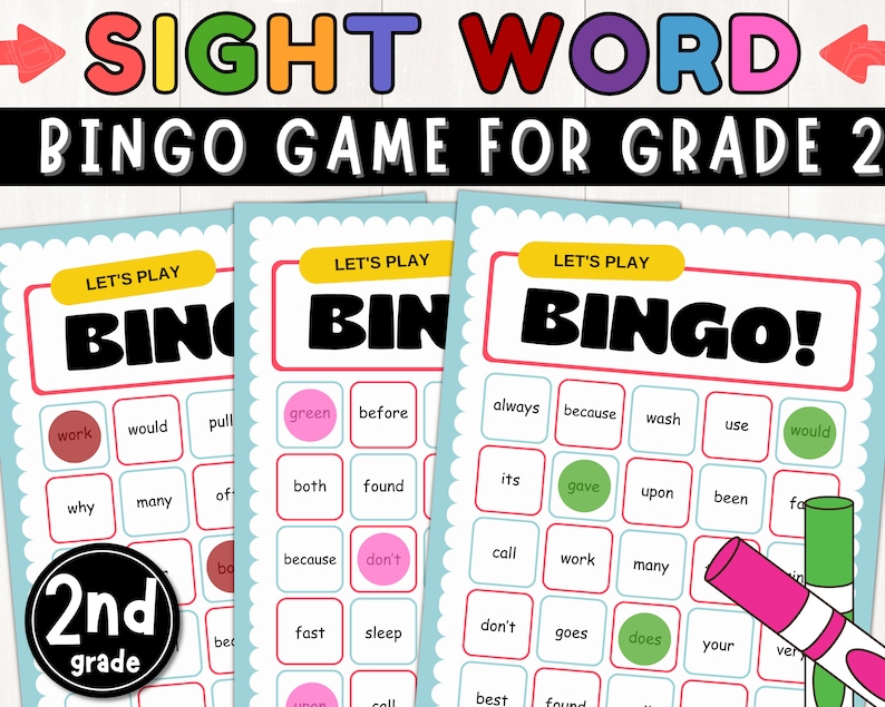 Sight Words Bingo Game for 2nd Grade | High-frequency Words for 2nd ...