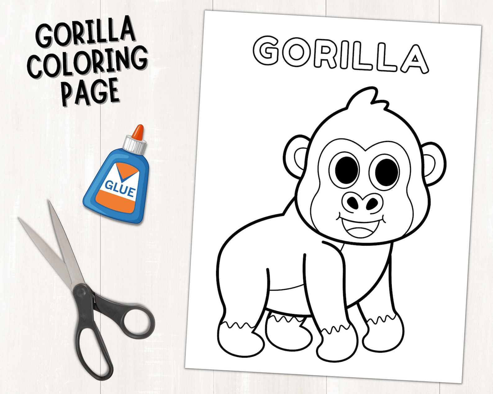 Printable Gorilla Craft for Kids | Forest Animal Craft | Zoo Animal ...