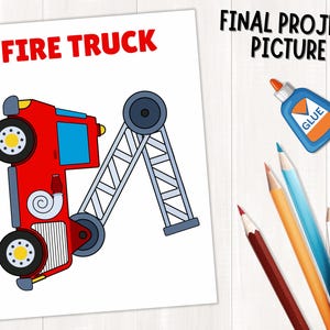 Fire Truck Craft Template | Printable Fire Engine Craft | Color, Cut ...