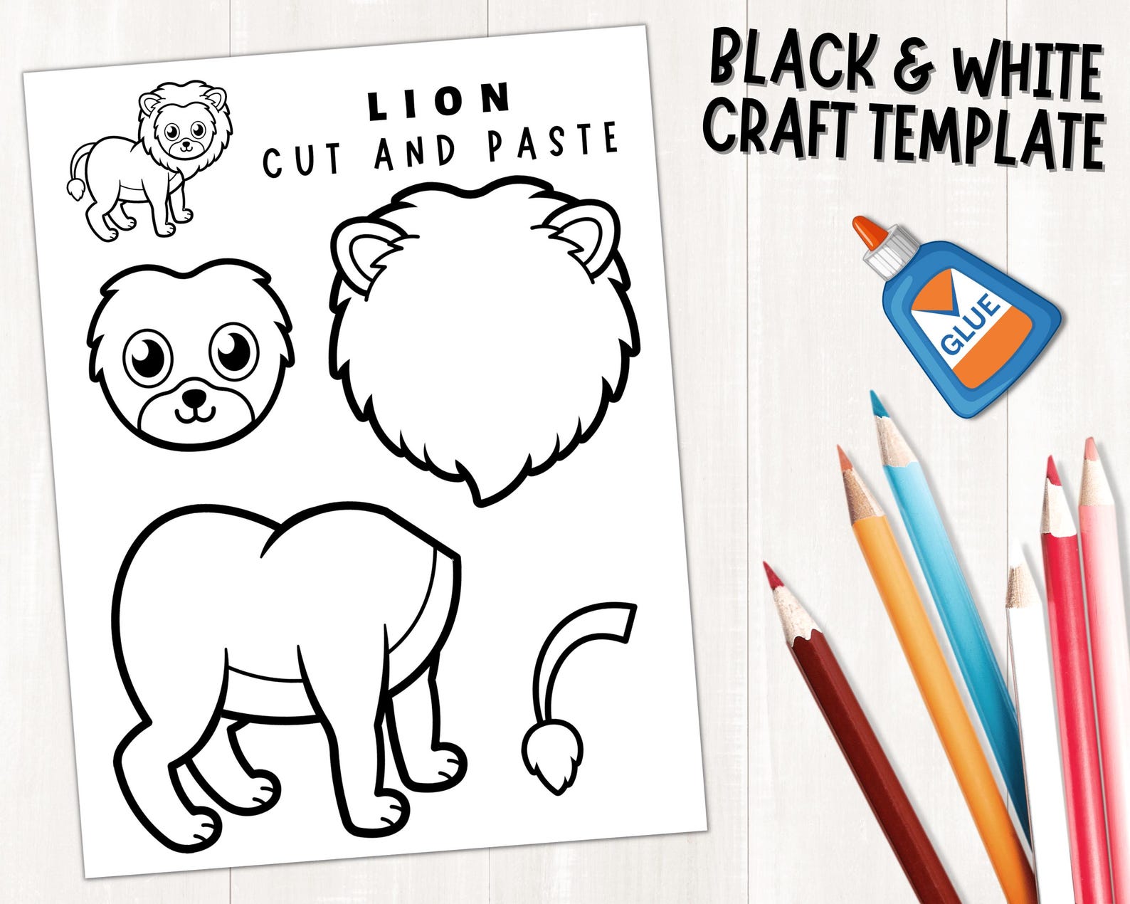 Printable Lion Craft for Kids | Safari Animal Craft | Preschool Crafts ...