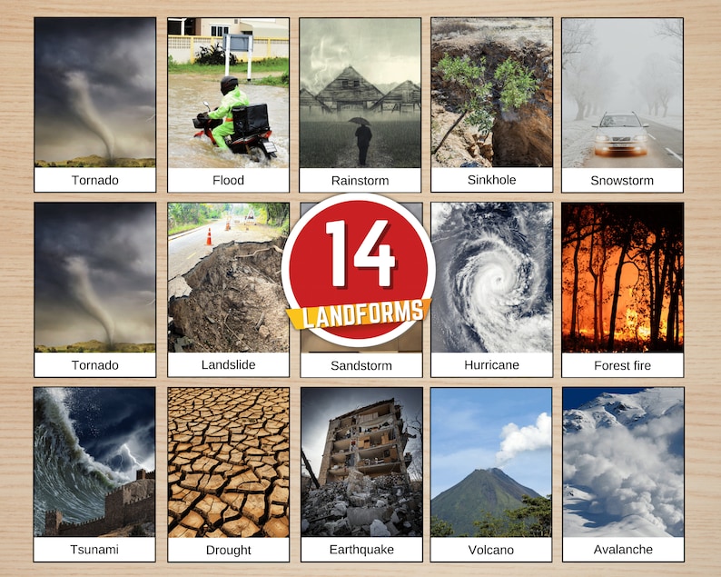 Printable Natural Disasters Flashcards, Types of Natural Disasters ...
