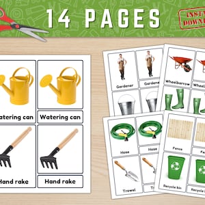 Printable Gardening Tools Flashcards, Garden Tools Montessori 3-parts ...