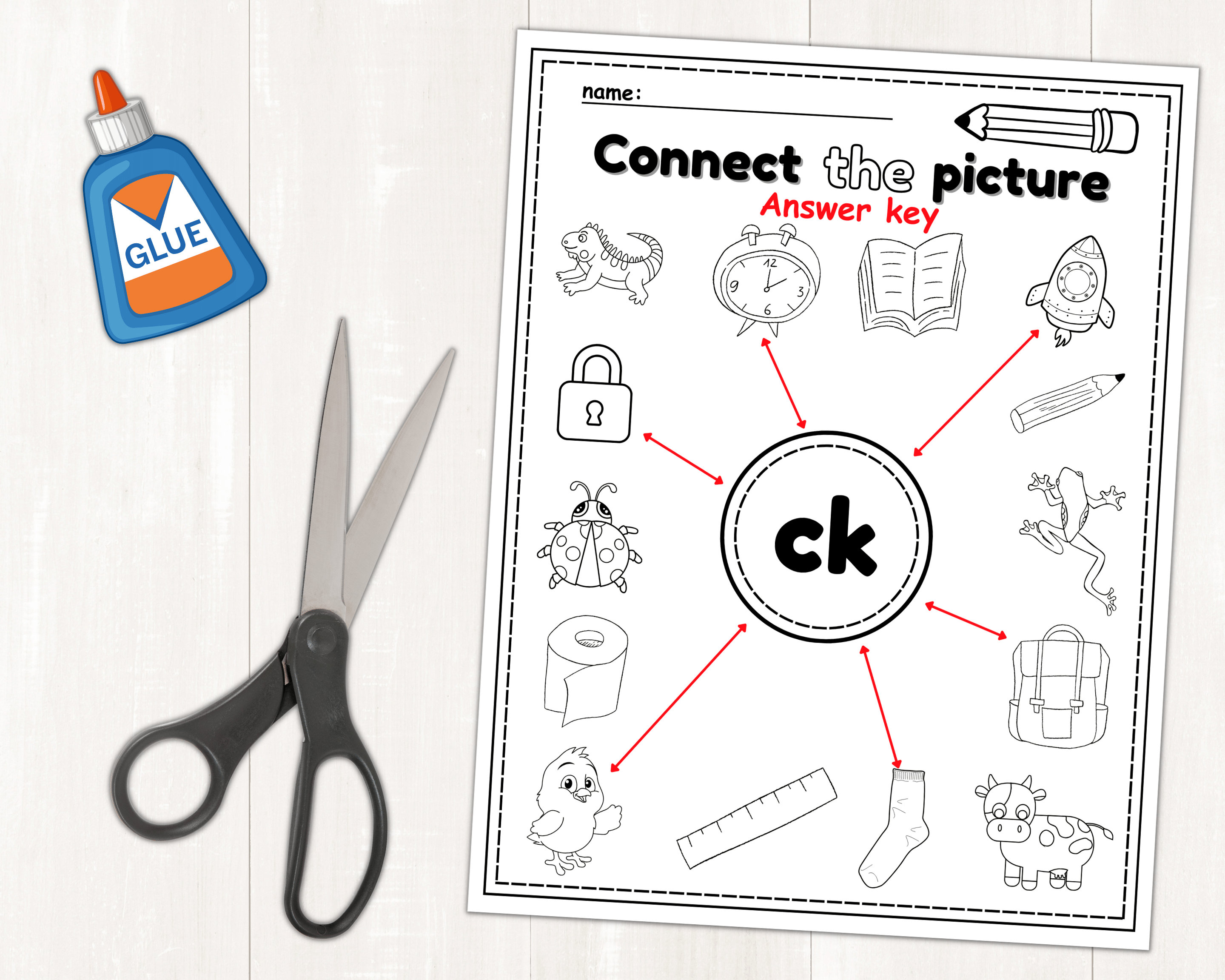 Words Ending in CK Worksheets & Activities Tracing Matching Cut and ...