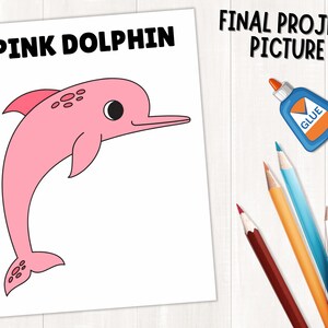 Pink Dolphin Craft Template for Kids | Ocean Animal Craft | Summer ...