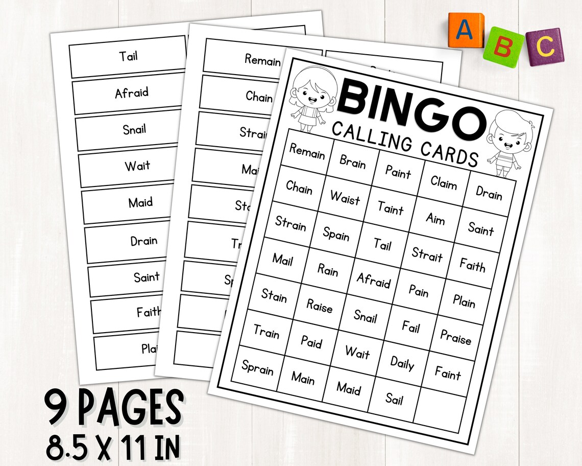 Long Vowel A (-ai) Bingo Game | Phonics Bingo Game for Kids | Long A ...