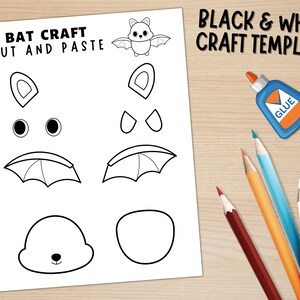 Bat Craft Printable Template, Halloween Craft, Bat Coloring Page, Build ...