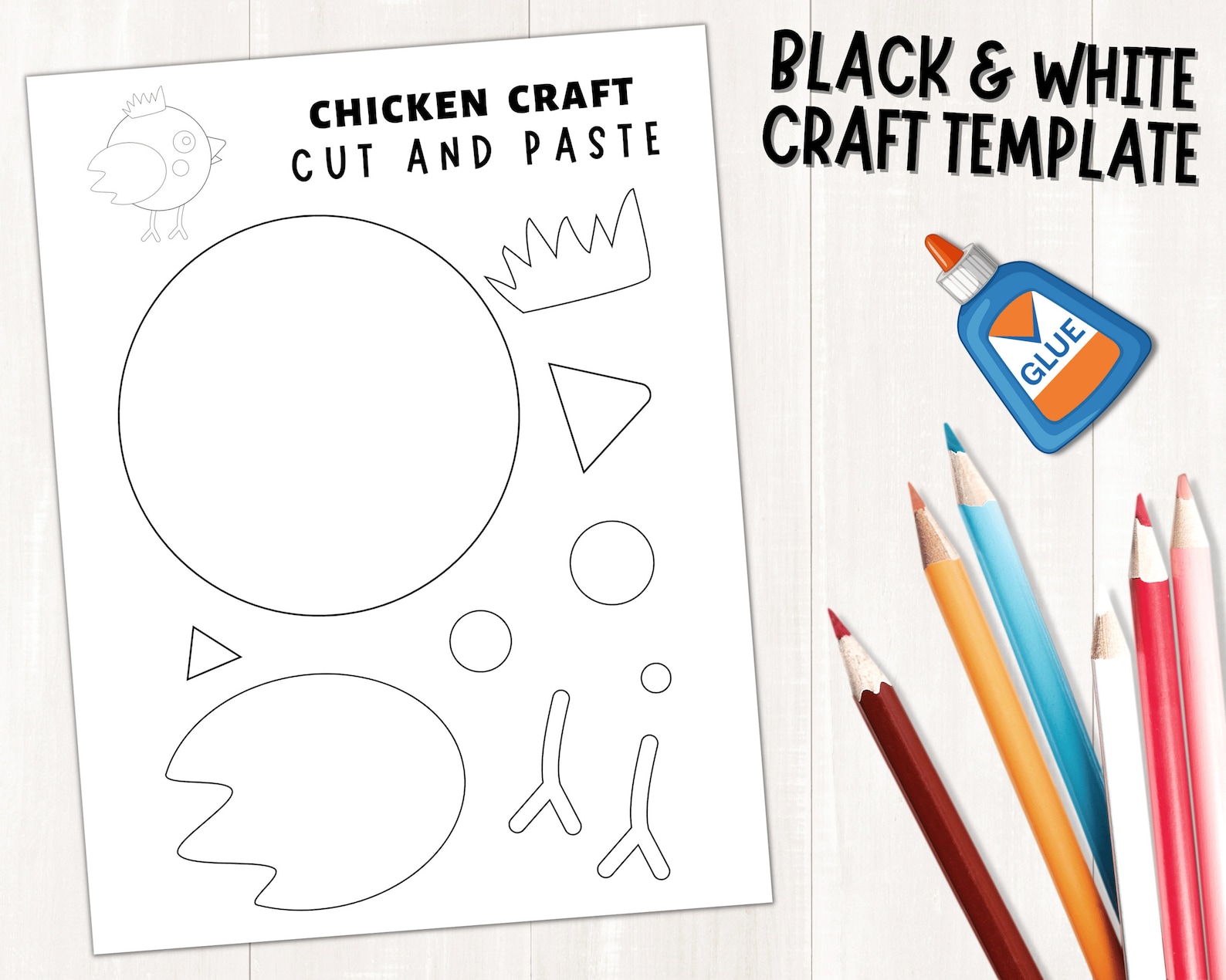 Printable Chicken Craft Template | Farm Animal Craft Activity | Chicken ...
