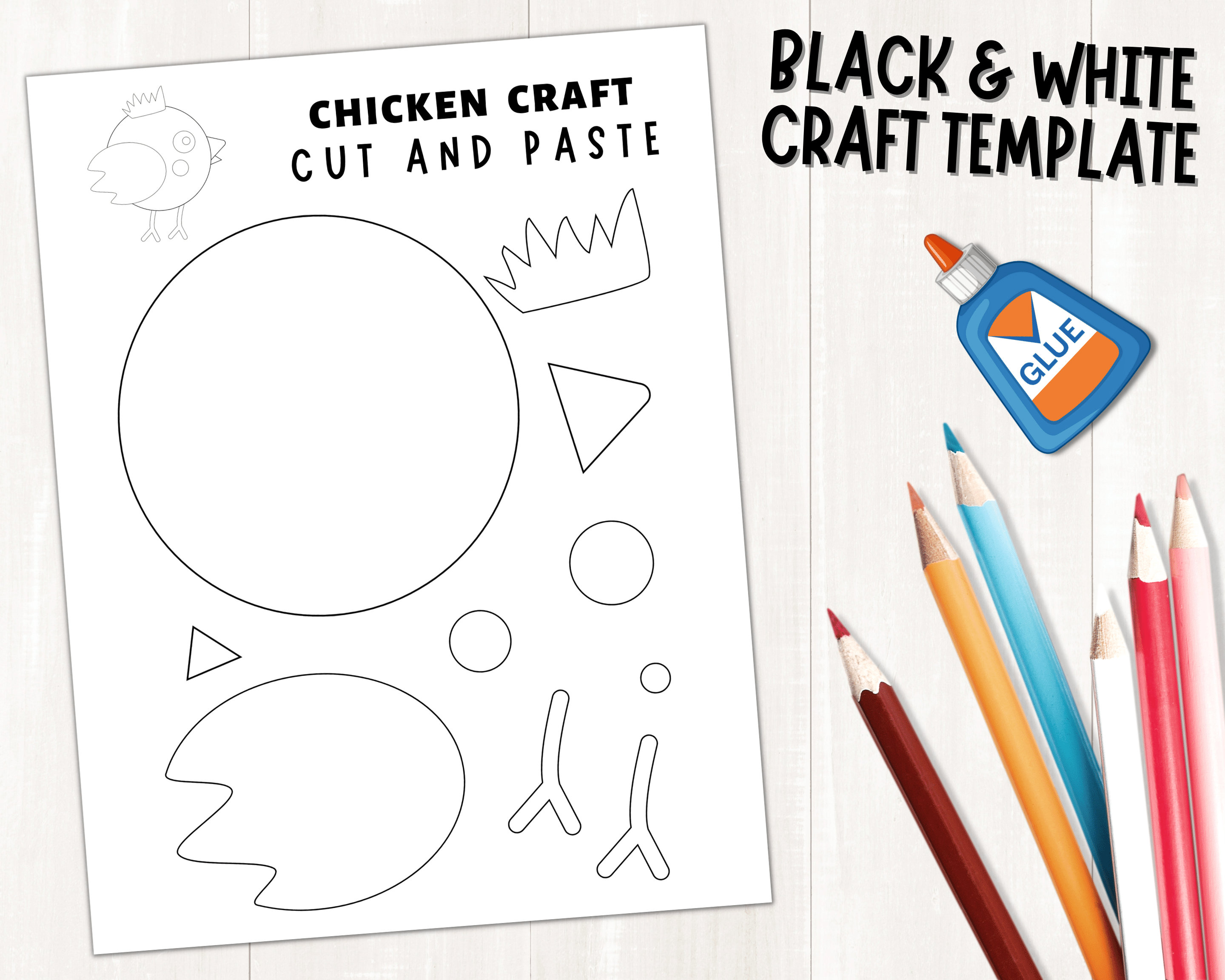 Printable Chicken Craft Template | Farm Animal Craft Activity | Chicken ...