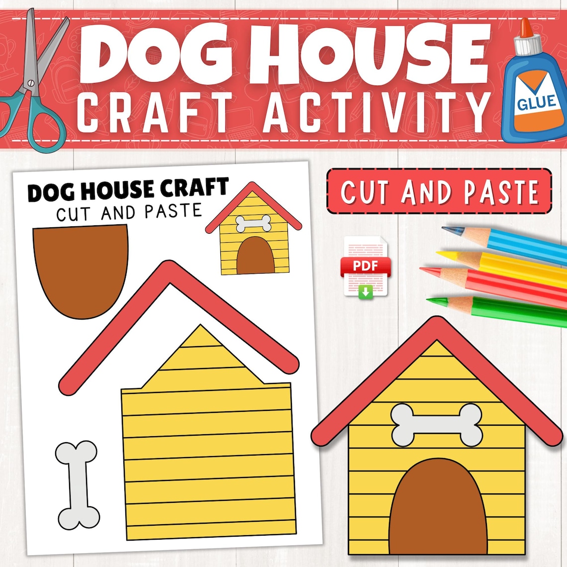 Printable Dog House Craft Template | Summer Craft Activity | Build a ...