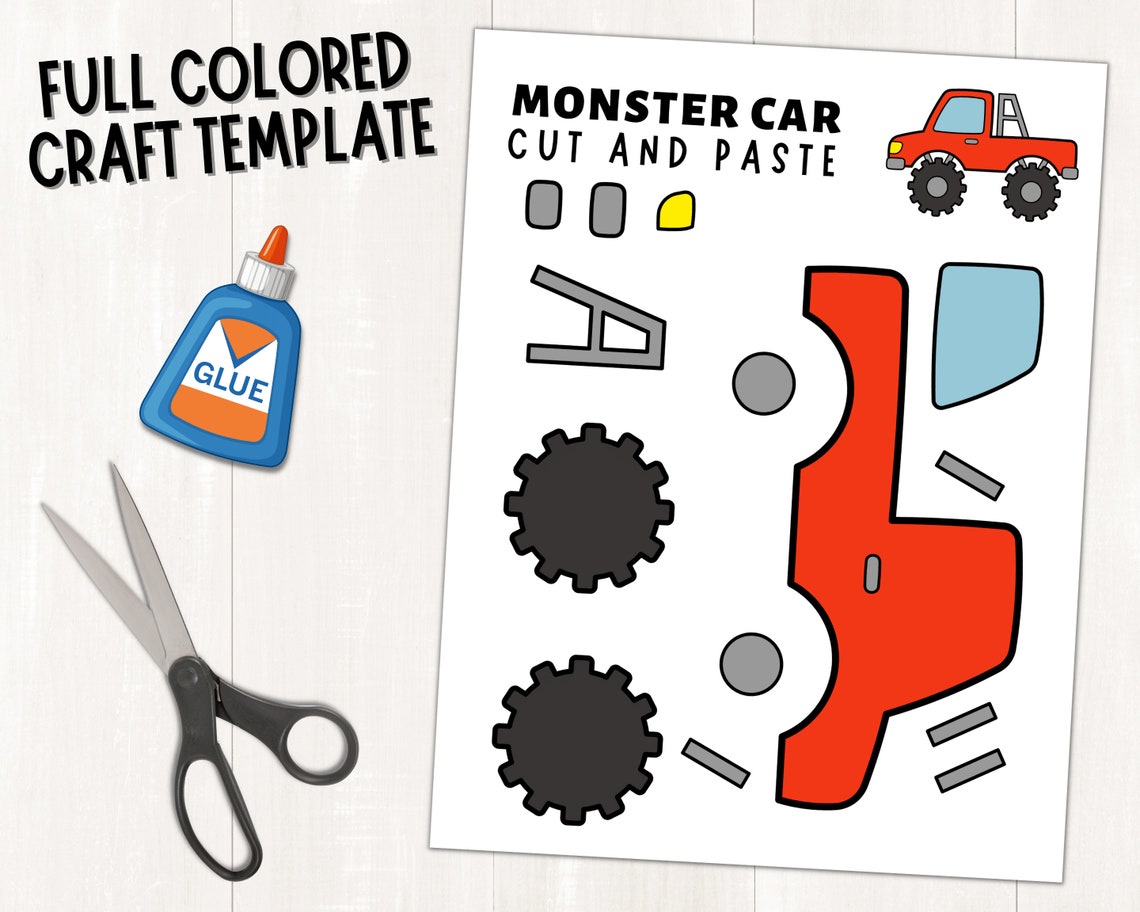 Monster Car Craft Printable Template Transportation Craft Monster Car ...