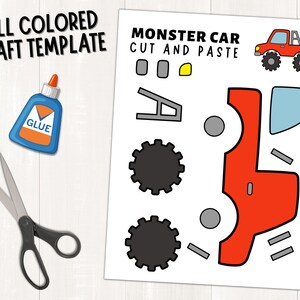 Monster Car Craft | Printable Template | Transportation Craft | Monster ...