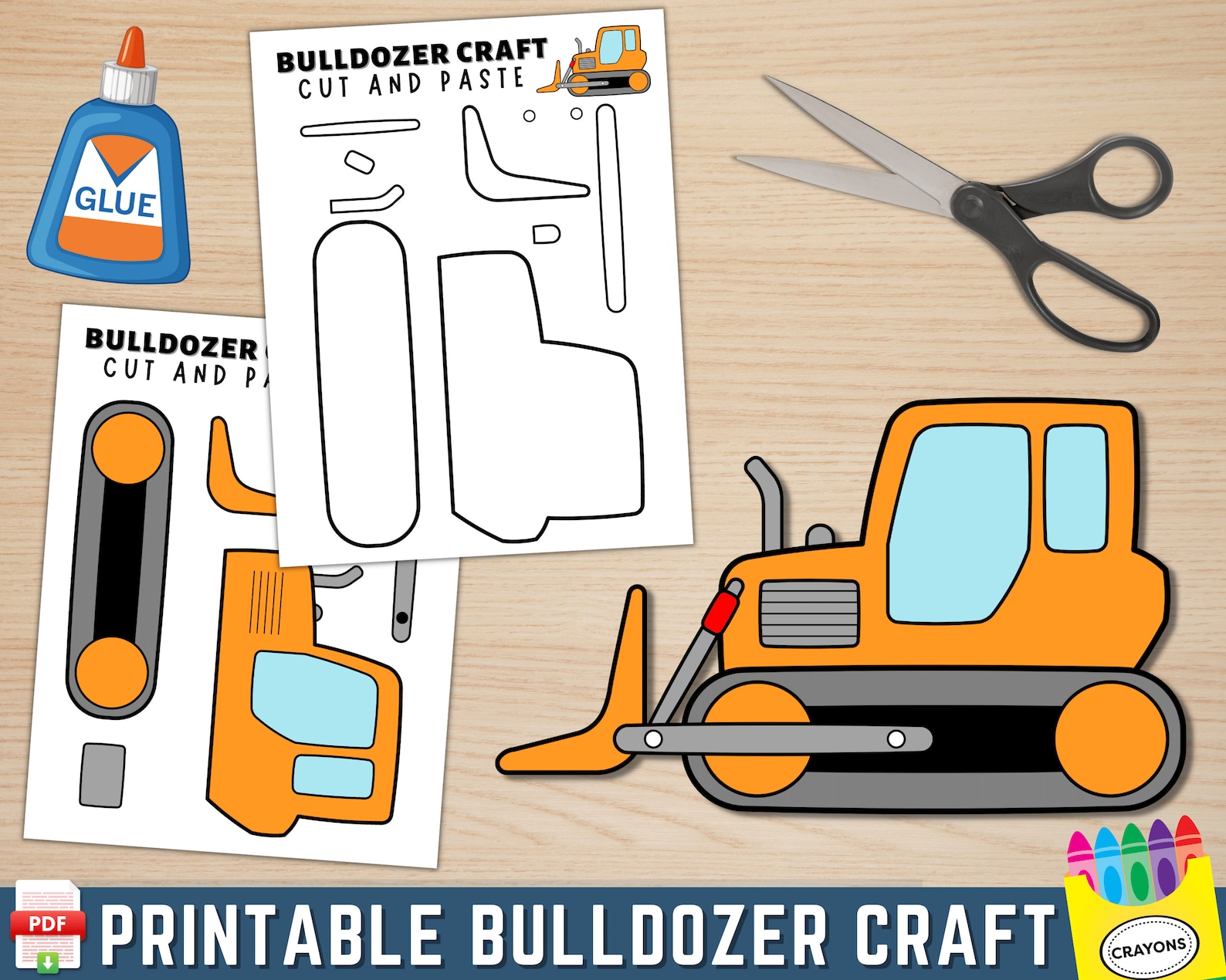 Bulldozer Craft Template Printable Pdf Construction Vehicle Craft Build ...