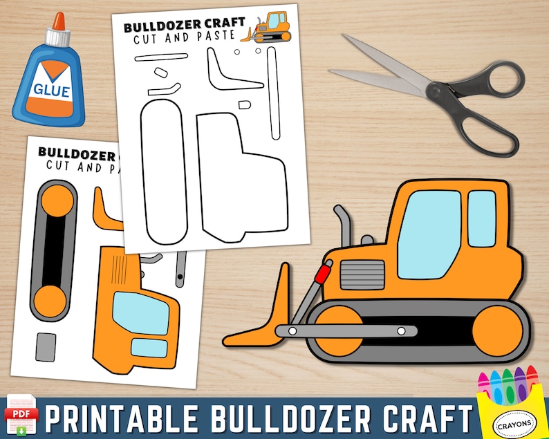 Bulldozer Craft Template Printable Pdf Construction Vehicle Craft Build ...