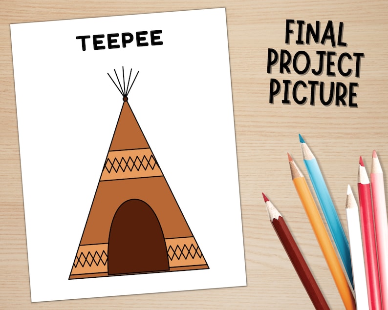 Printable Teepee Craft Native American Day Craft Activity Thanksgiving ...