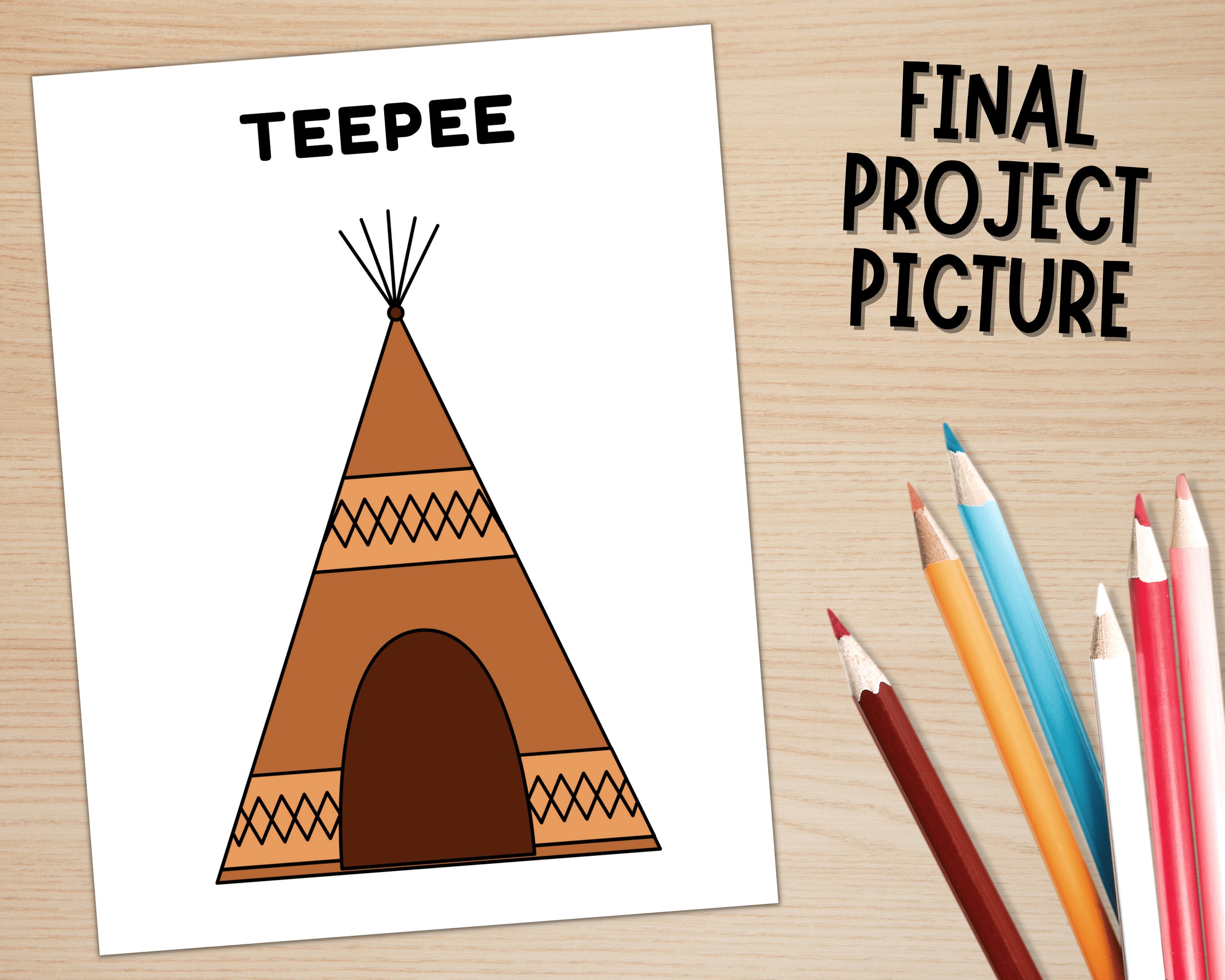 Printable Teepee Craft Native American Day Craft Activity Thanksgiving ...