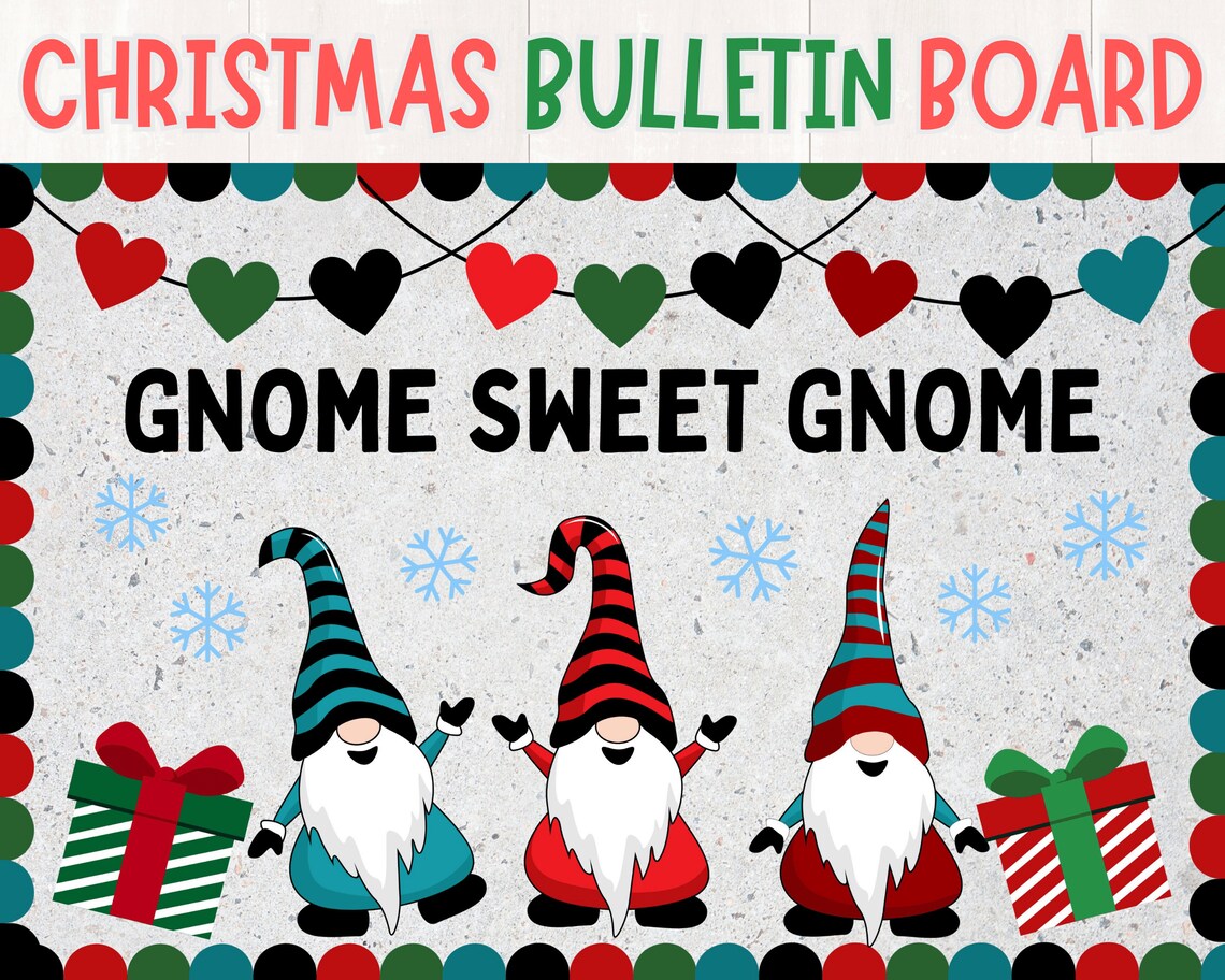 Christmas Gnome Bulletin Board Kit | Christmas Classroom Decor | Gnome ...